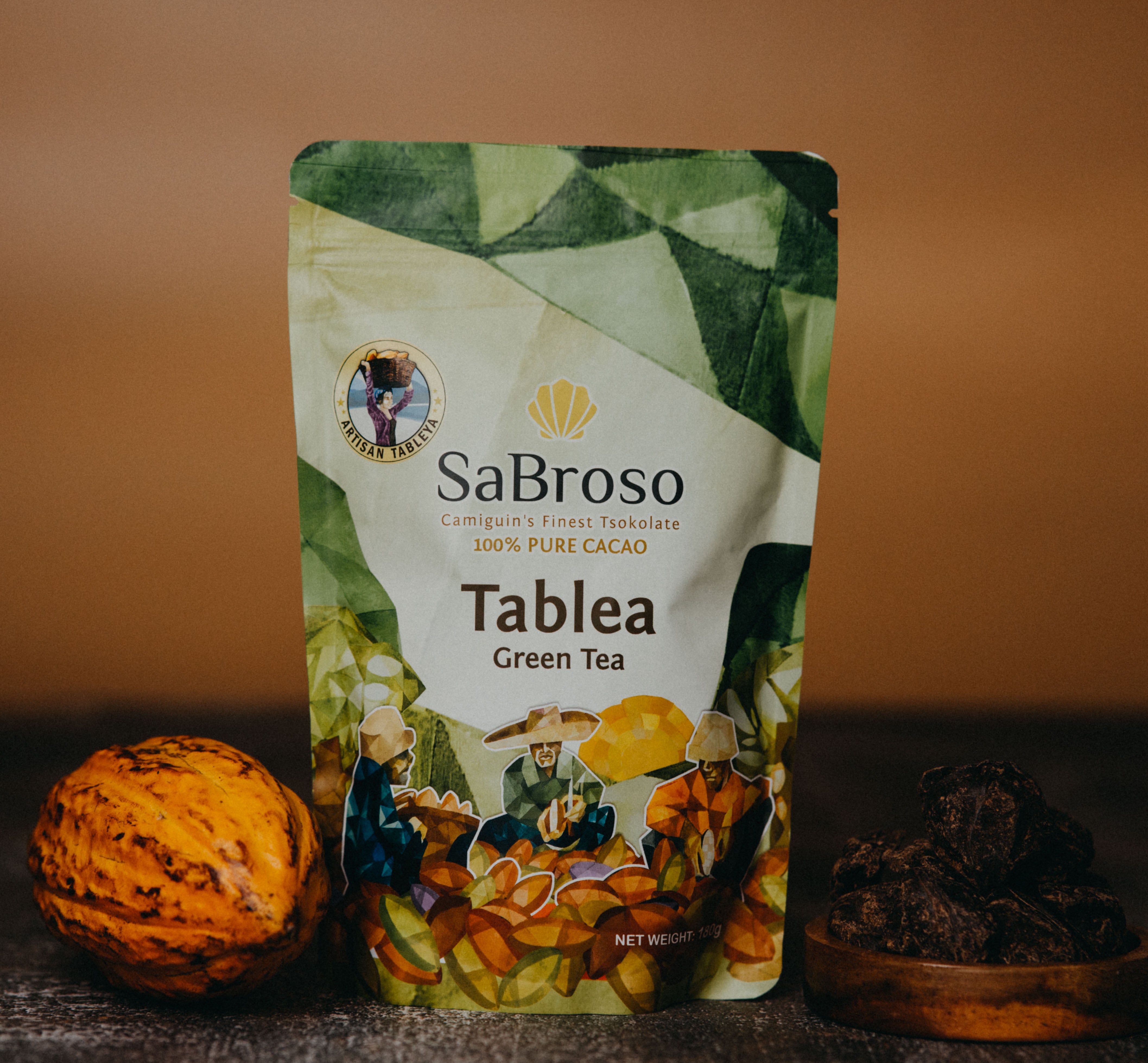 SaBroso Tablea Green Tea 180g – Sabroso Tsokolate